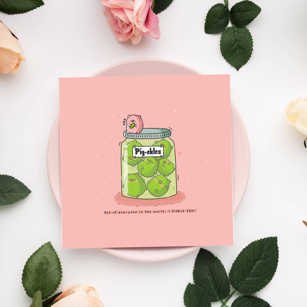 Cute Pickles Greetings Card By Toastedink