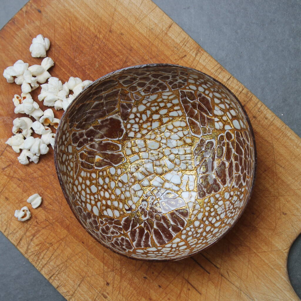 Gold Pattern Coconut Shell Snack Bowl By Lotus Direct ...
