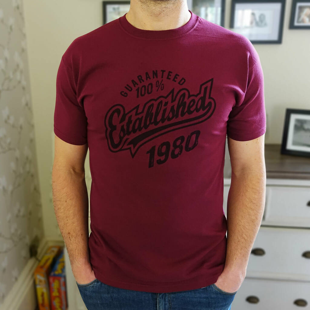 'established 1980' 40th Birthday Gift T Shirt By Good Time Gifts ...