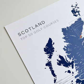 Blue Scotland Golf Course Map And Checklist Top 50 By Replay Prints ...