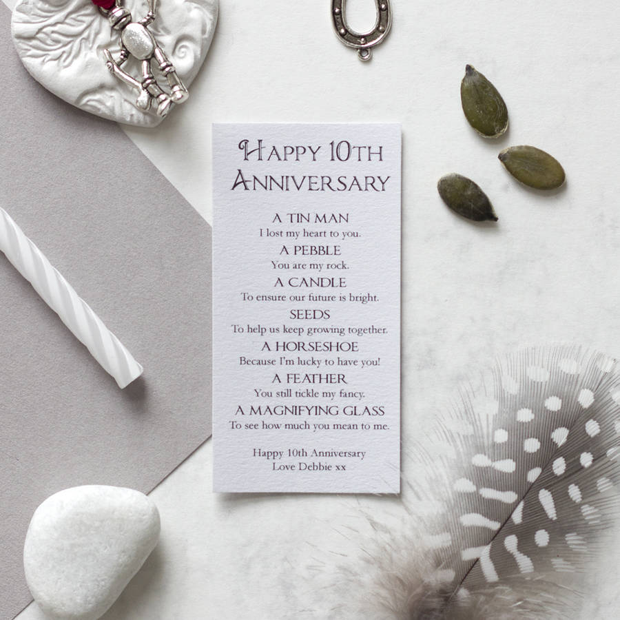 personalised 10 year tin wedding anniversary by little letter ...