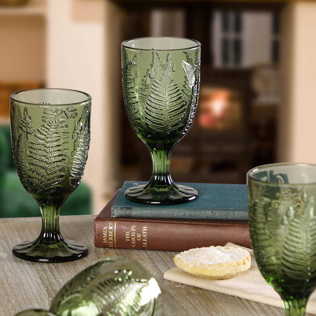 Botanical Fern Green Glassware Collection By Dibor | notonthehighstreet.com