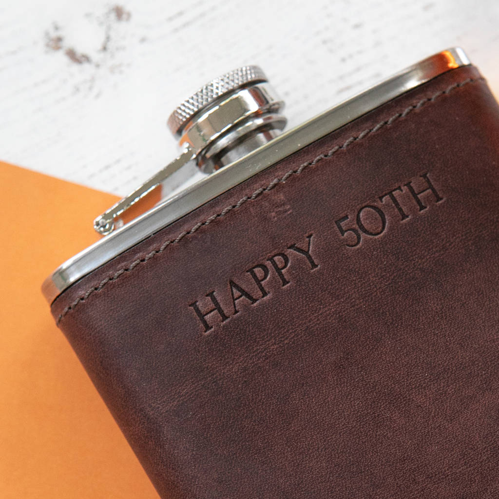 personalised 6oz leather hip flask by williams handmade ...