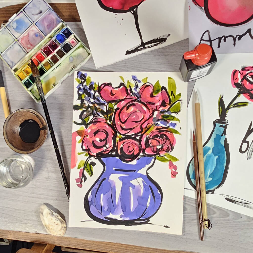 Bunch Of Flowers Greeting Card By Ella Johnston Art & Illustration ...