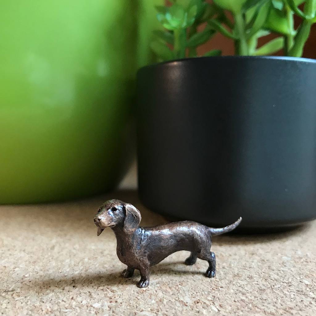Miniature Solid Bronze Dachshund Sculpture By Ginger Rose ...