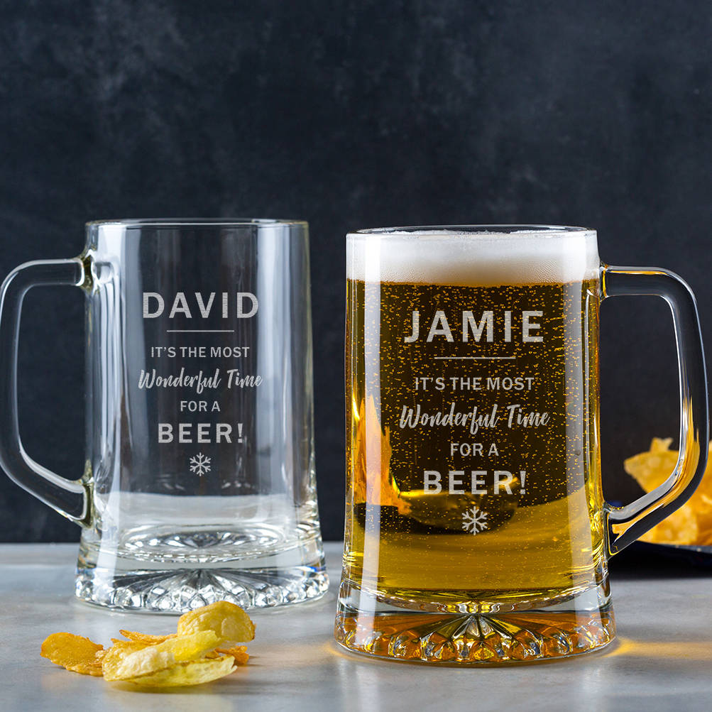 Personalised Christmas Pint Glass For Him By Dust and Things ...