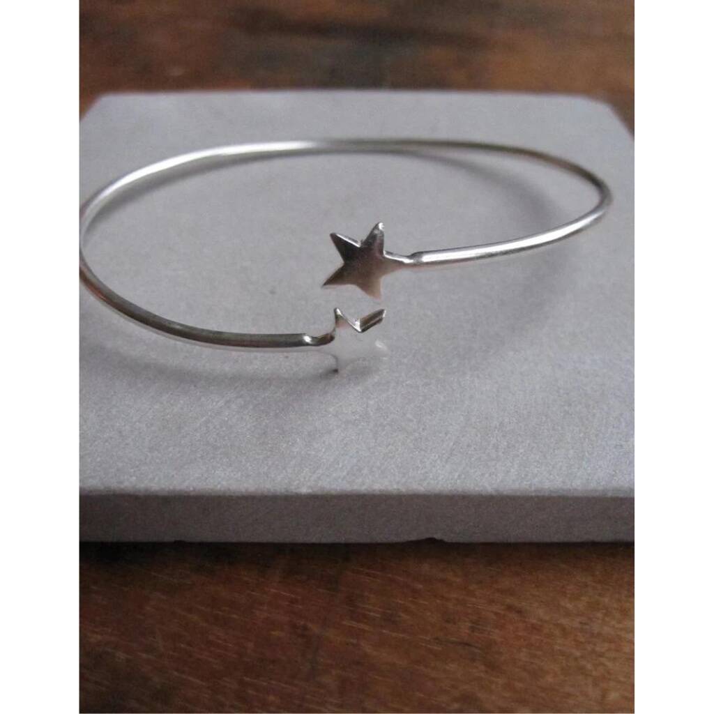 925 Silver Star Open Bangle By Maitri
