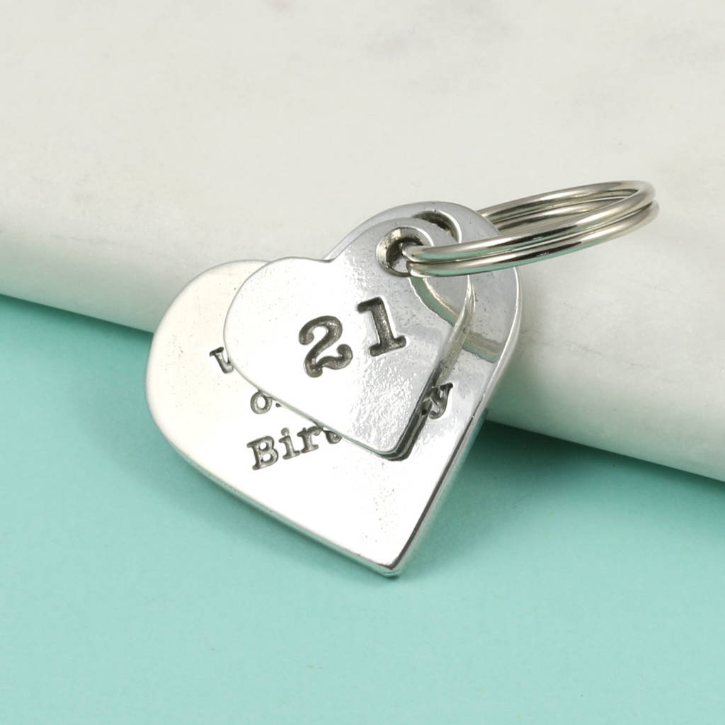 21st birthday gift personalised heart key ring by multiply design ...
