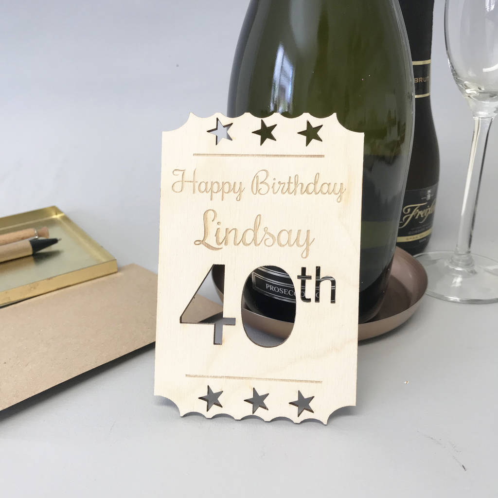 Personalised 40th Birthday Wooden Cards By Hickory Dickory Designs ...