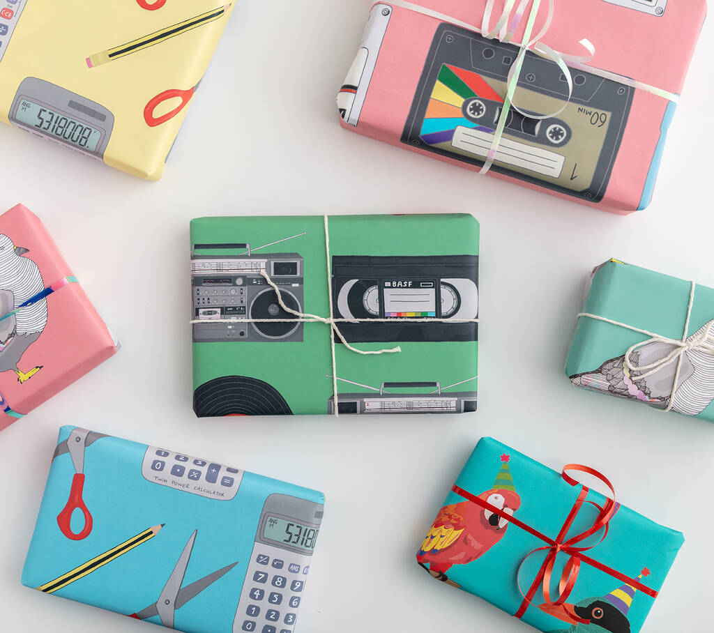 Retro Electronics Wrapping Paper Small Print By you've got pen on your face