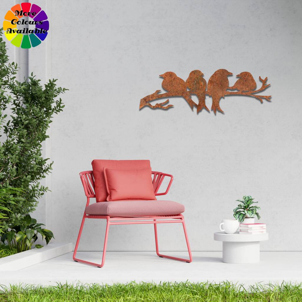 Small Metal Birds On A Branch Metal Garden Art By Duke Craft ...