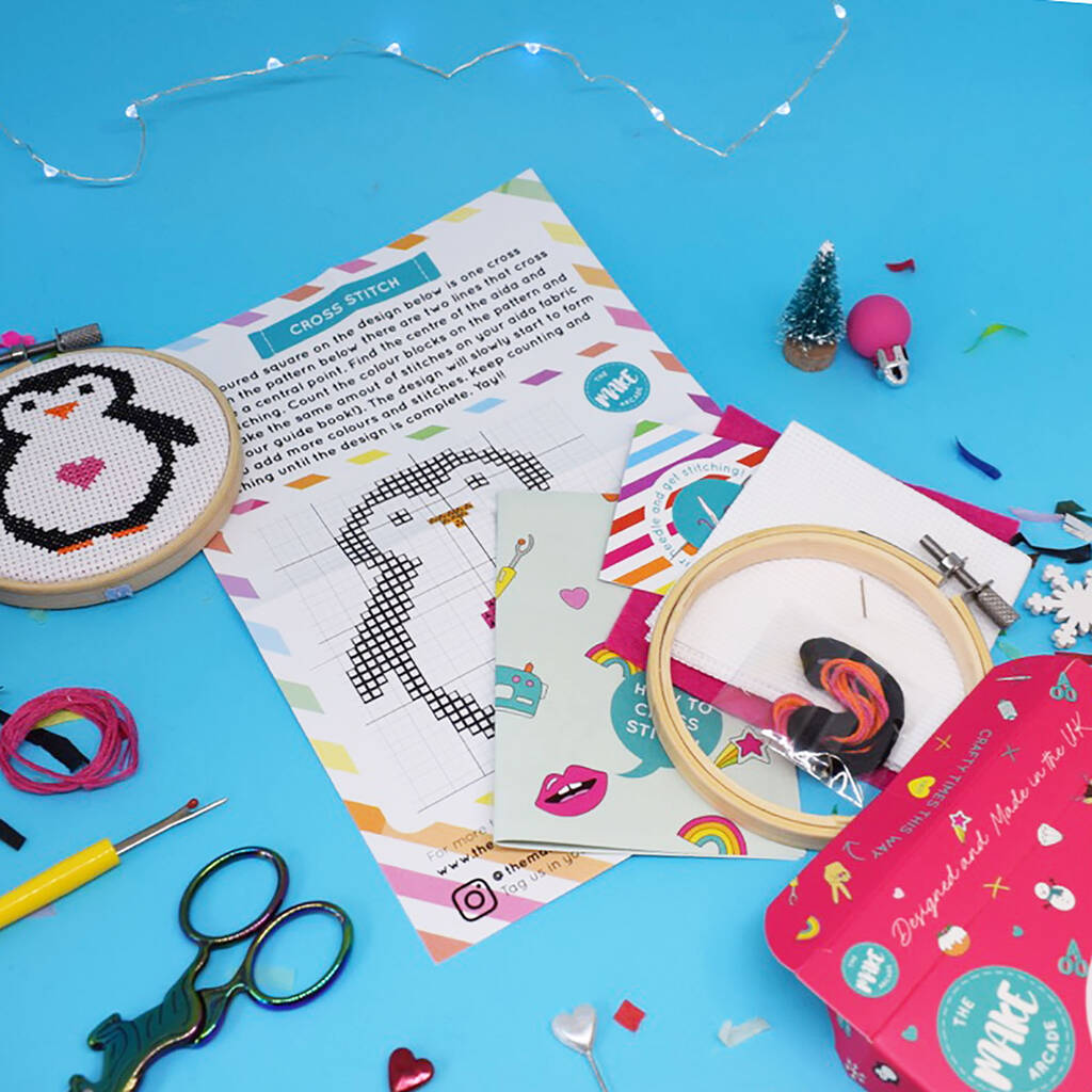 Penelope Penguin Cross Stitch Bauble Kit By The Make Arcade ...