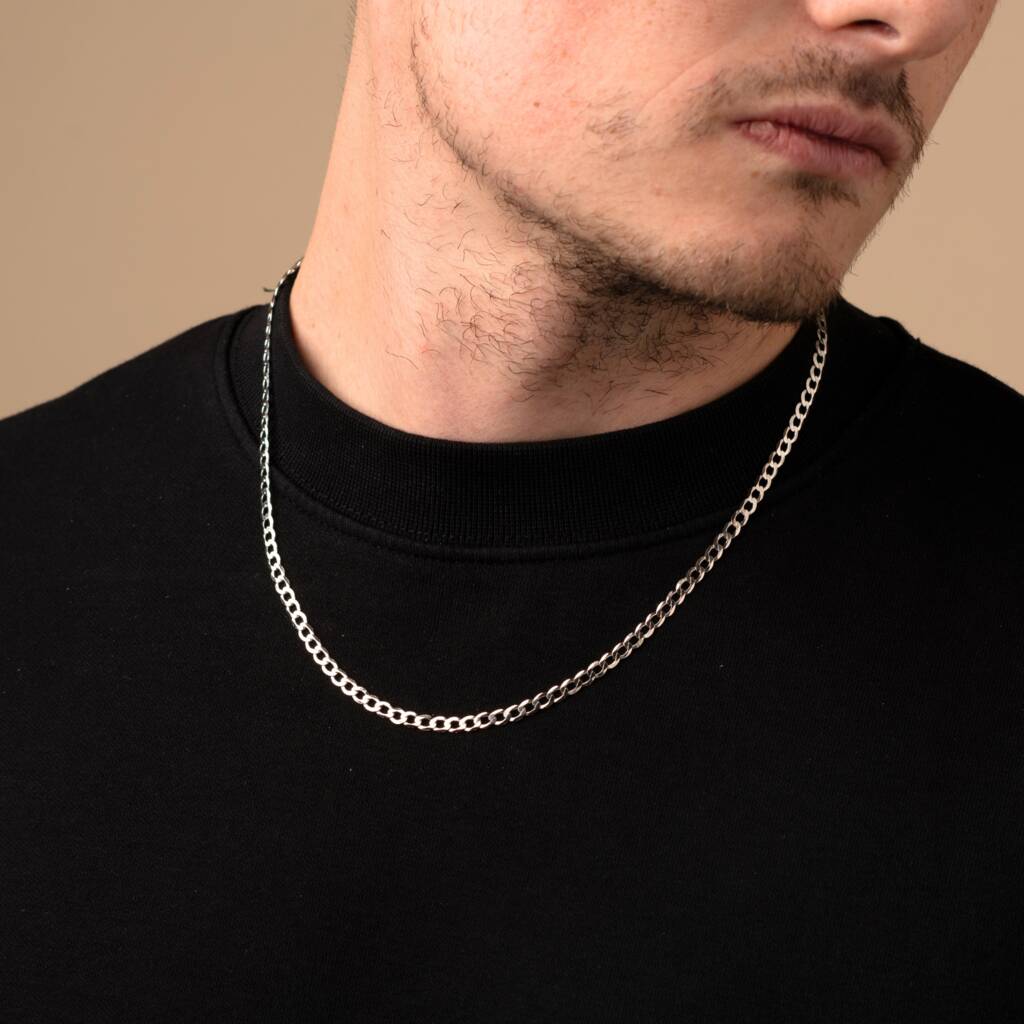 925 Sterling Silver 4mm Cuban Chain Necklace By Outrage Ldn