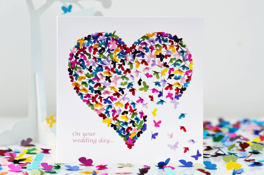 Butterfly Wedding Card, Butterfly Two Hearts Love Card By Inkywool ...