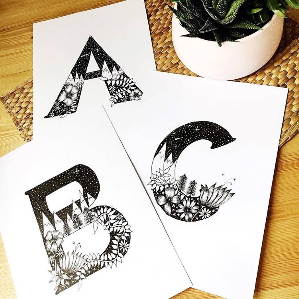 Personalised Initial Letter Art Print By Papervita | notonthehighstreet.com