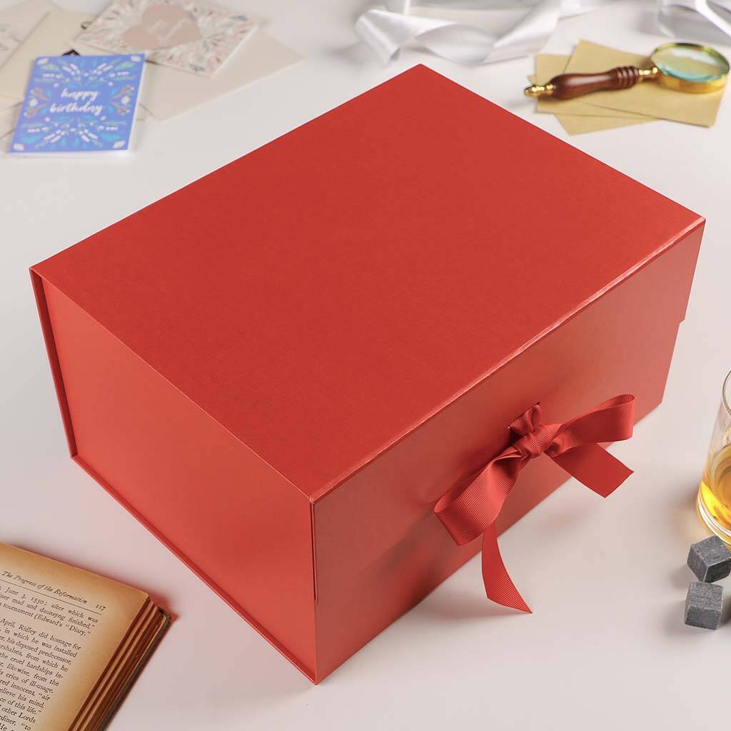 Three Luxury Red Christmas Gift Boxes Tower Set By Dibor ...