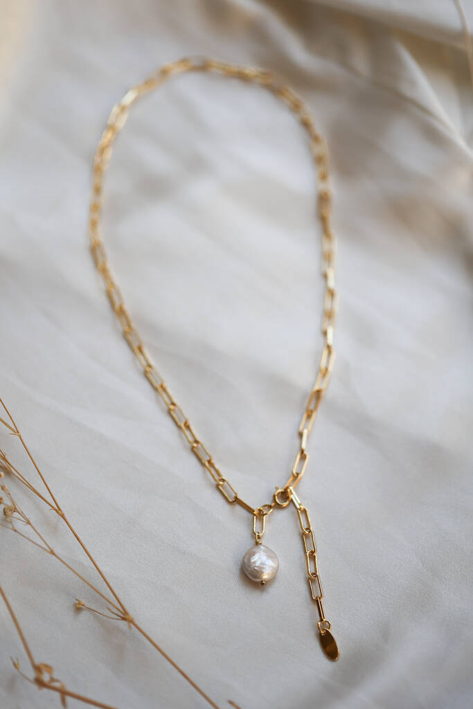 Freshwater Pearl Drop Necklace By White Leaf