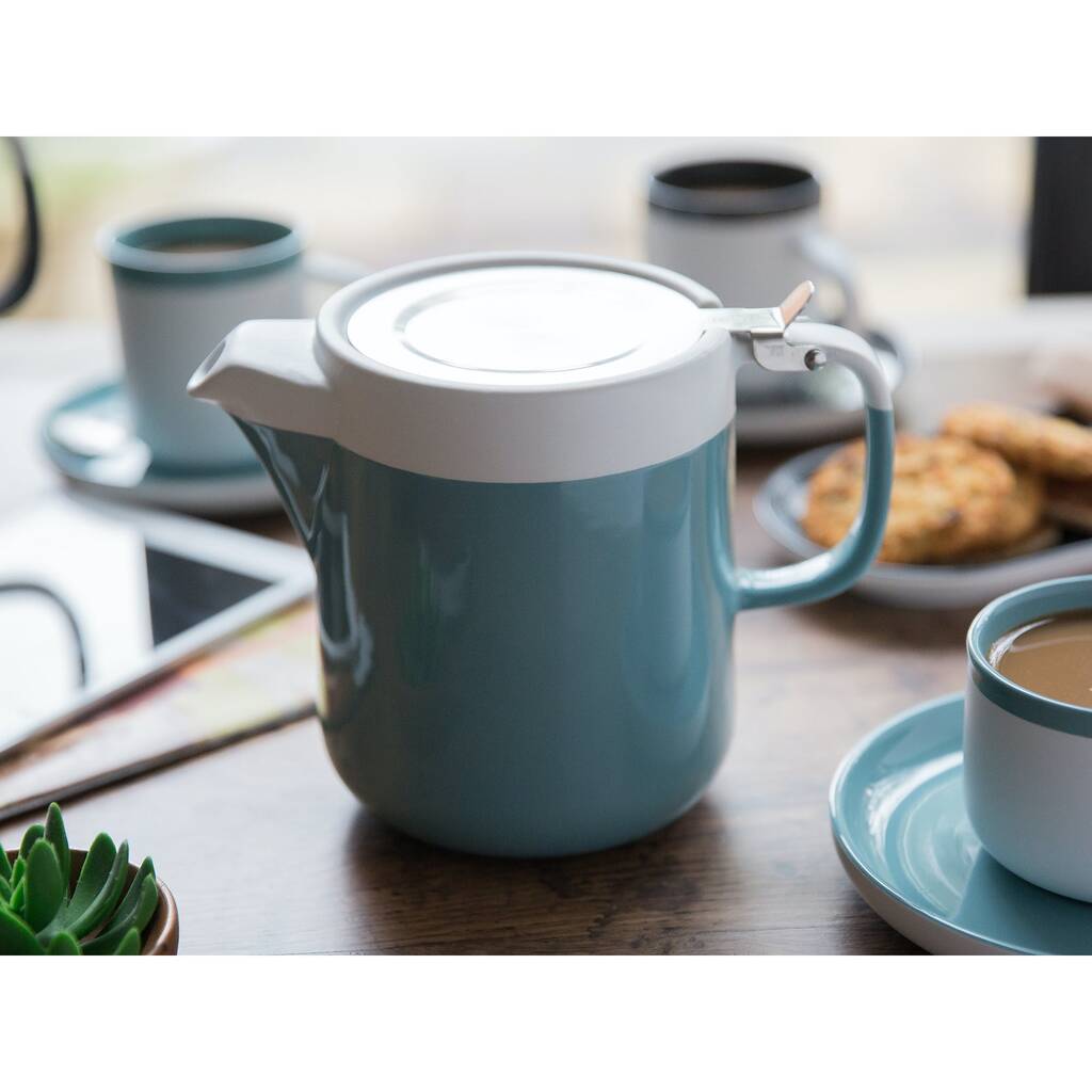 Two Tone One.2lt Teapot Grey, Yellow Or Blue By Distinctly Living ...