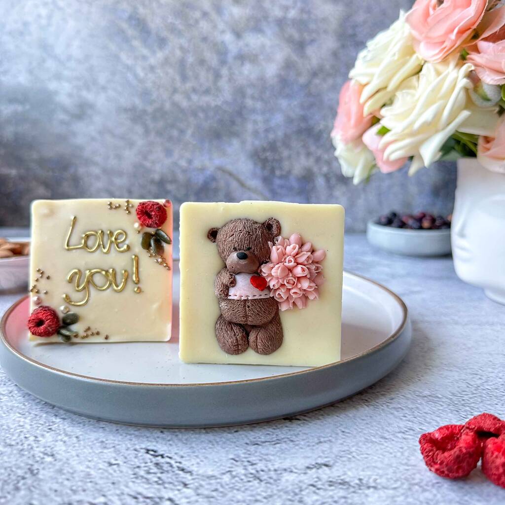Chocolate Teddy Bear And Flowers, Sweet Box By The Unique Chocolate ...