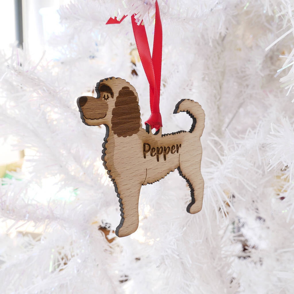 personalised wooden labradoodle christmas decoration by hoobynoo ...