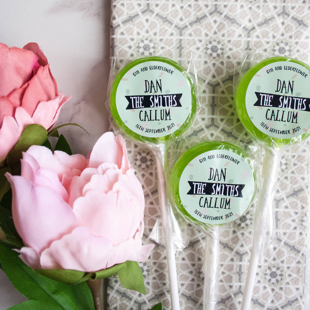 personalised wedding favour surname alcoholic lollipops by holly's ...