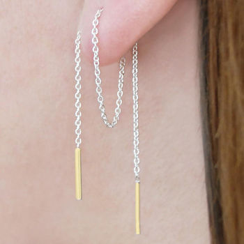 Silver And Gold Threader Chain Earrings By Otis Jaxon | notonthehighstreet.com