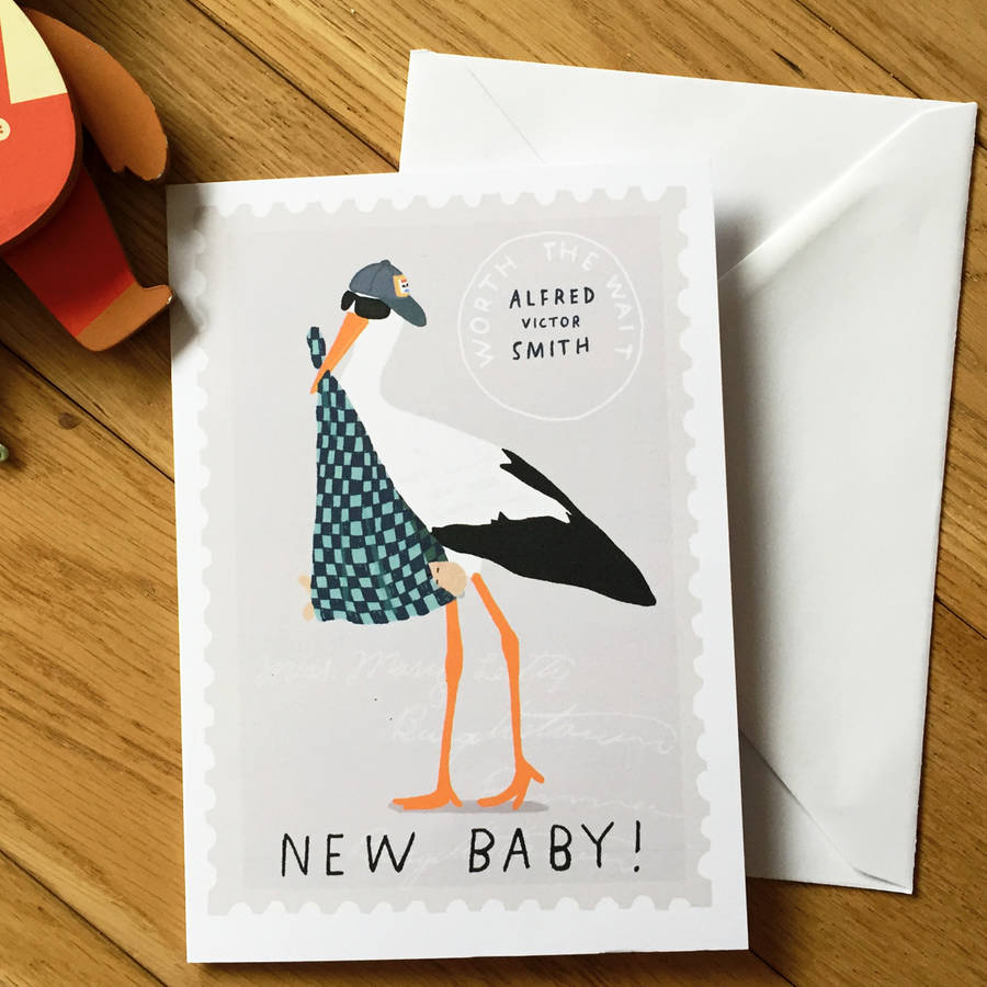 personalised new baby stork card by hanna melin | notonthehighstreet.com