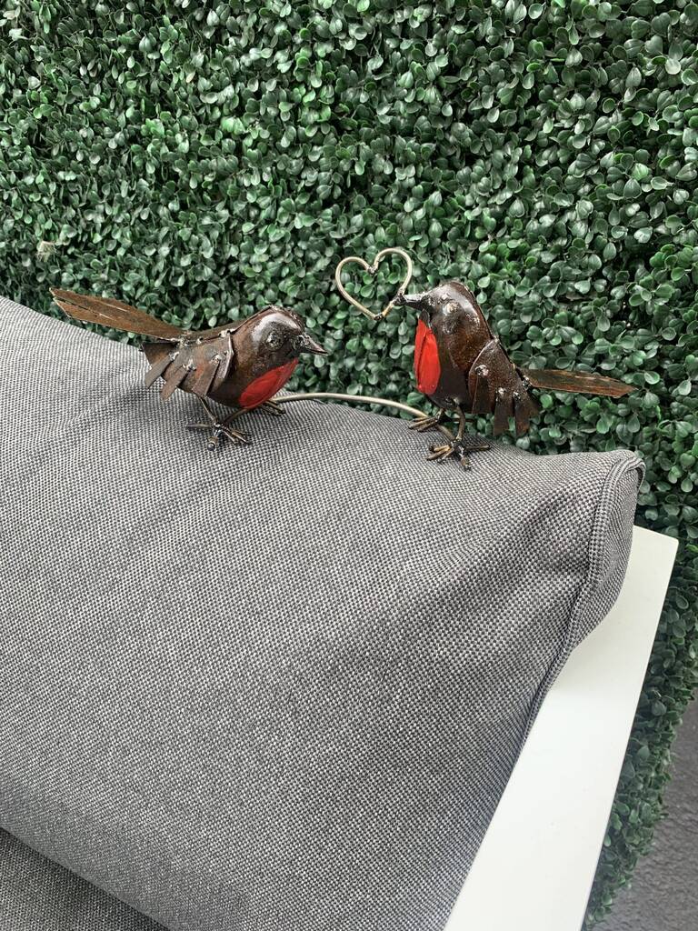 Double Robin With Heart Metal Sculptures By Pangea Metal Sculptures ...