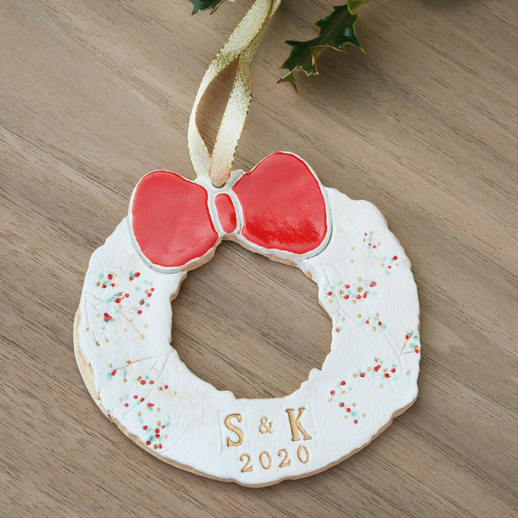 Personalised Ceramic Christmas Wreath Decoration By Juliet Reeves ...