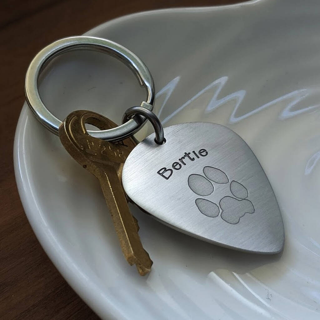 Personalised Pets Paw Print Plectrum Keyring By Hold Upon Heart ...