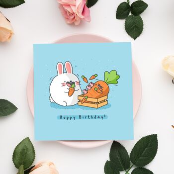 Cute Bunny Rabbit Birthday Card By Toastedink