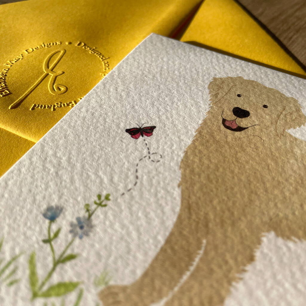 Happy Hounds: Gordon The Golden Retriever Greeting Card By Elizabeth ...