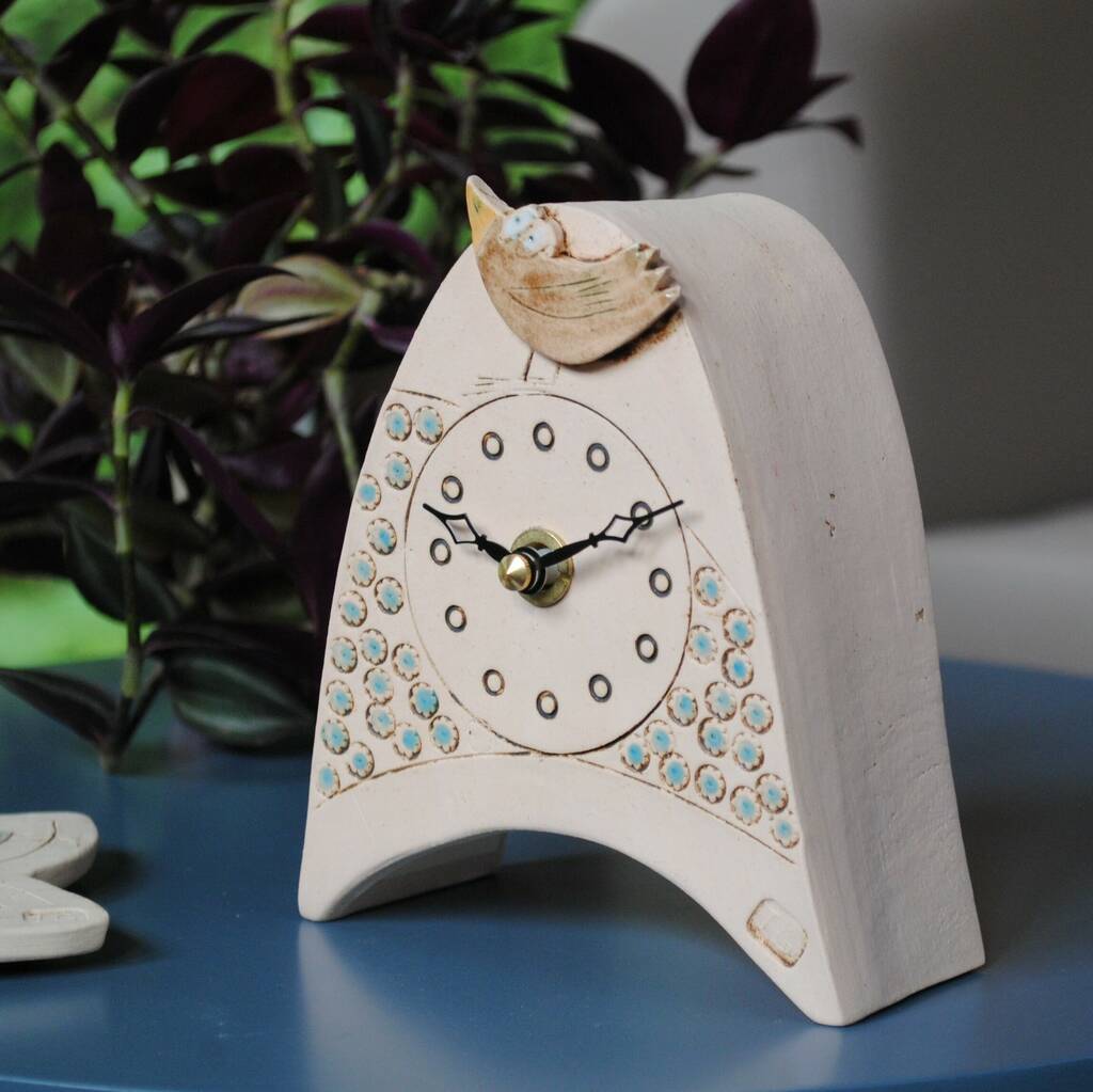 Personalised Mantel Clock With Bird By IGstudio Ceramics ...