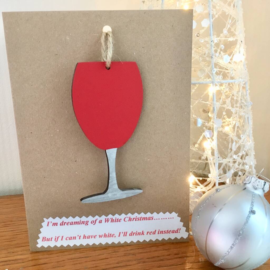 wooden red wine tree decoration christmas card by craft heaven ...