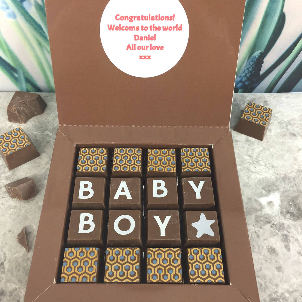 Personalised New Baby Boy Message Chocolates By Cocoapod Chocolates ...