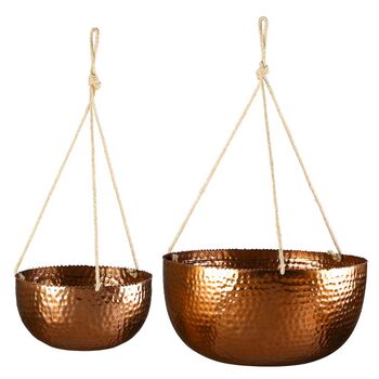 Contemporary Hammered Copper Hanging Planter Bowls By Dibor ...