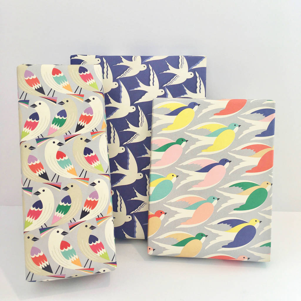bird print wrapping paper, gift wrap collection by elvira van ...
