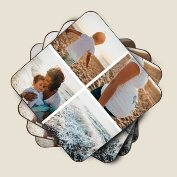 Set Of Four Personalised Photo Montage Coasters By Joyful Joyful ...