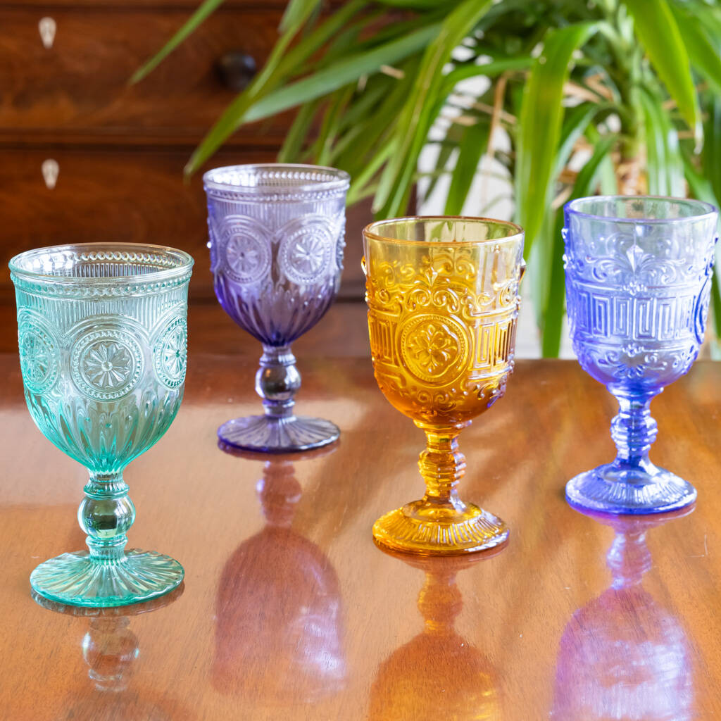 Luxury Embossed Coloured Wine Goblet Collection By Dibor ...