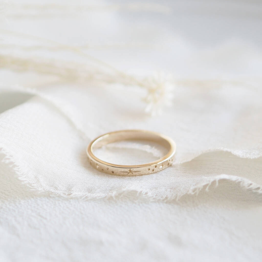 Star Engraved Ring Band In Solid Gold By Ruby Tynan Jewellery ...