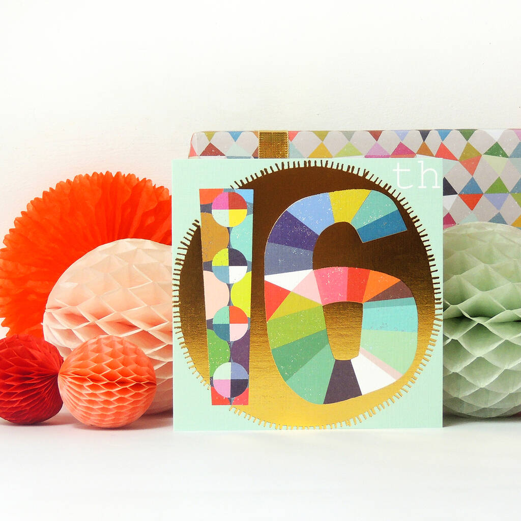 Gold Foiled Number Sixteen Card By Kali Stileman Publishing ...