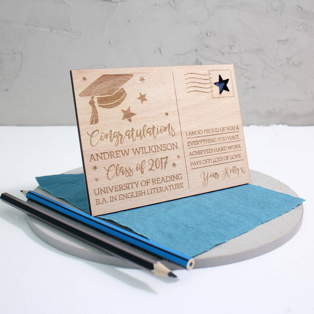 personalised graduation wooden post card by no ordinary gift company ...
