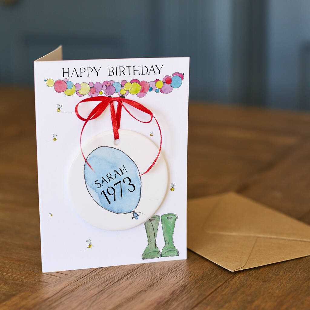 Welly Boot Balloon Birthday Keepsake Card By This Is Nessie ...