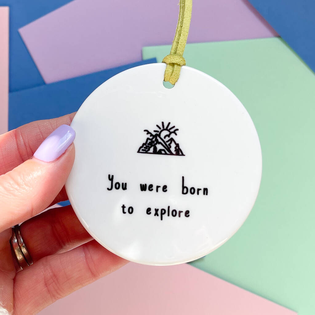 Born To Explore Personalised Hanging Disc Decoration By by Molly&Izzie
