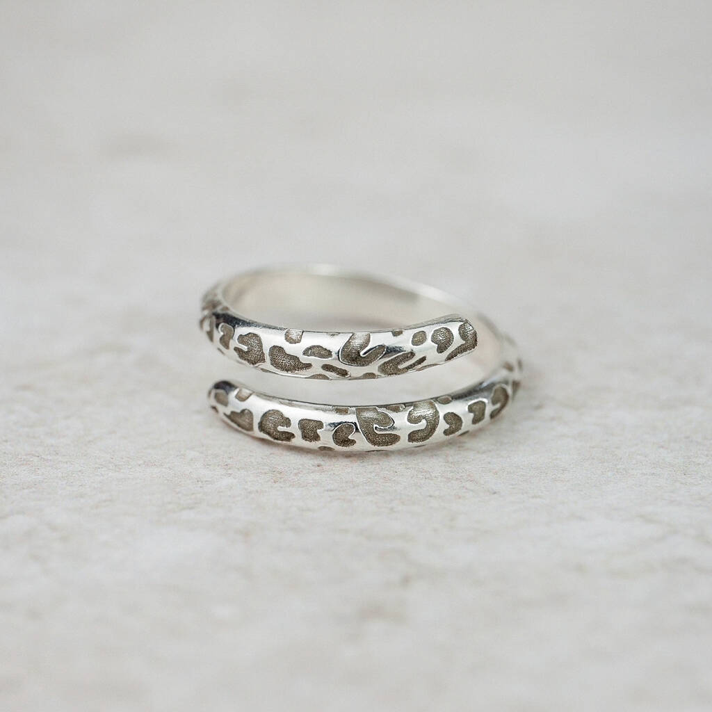 Sterling Silver Leopard Print Wrap Around Thumb Ring By Lucy Kemp ...