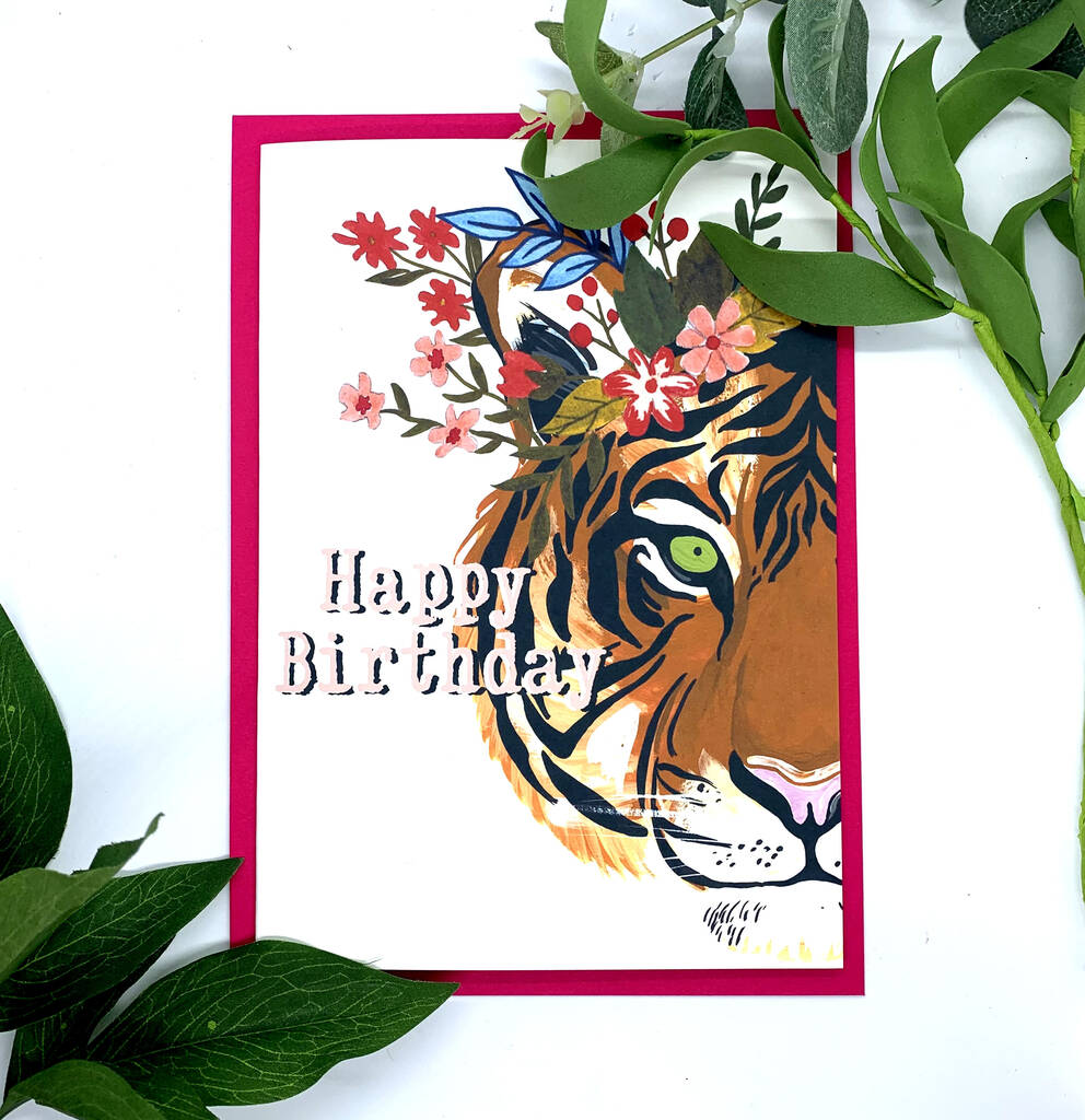 Tiger Happy Birthday Card By Lousurfacepattern | notonthehighstreet.com