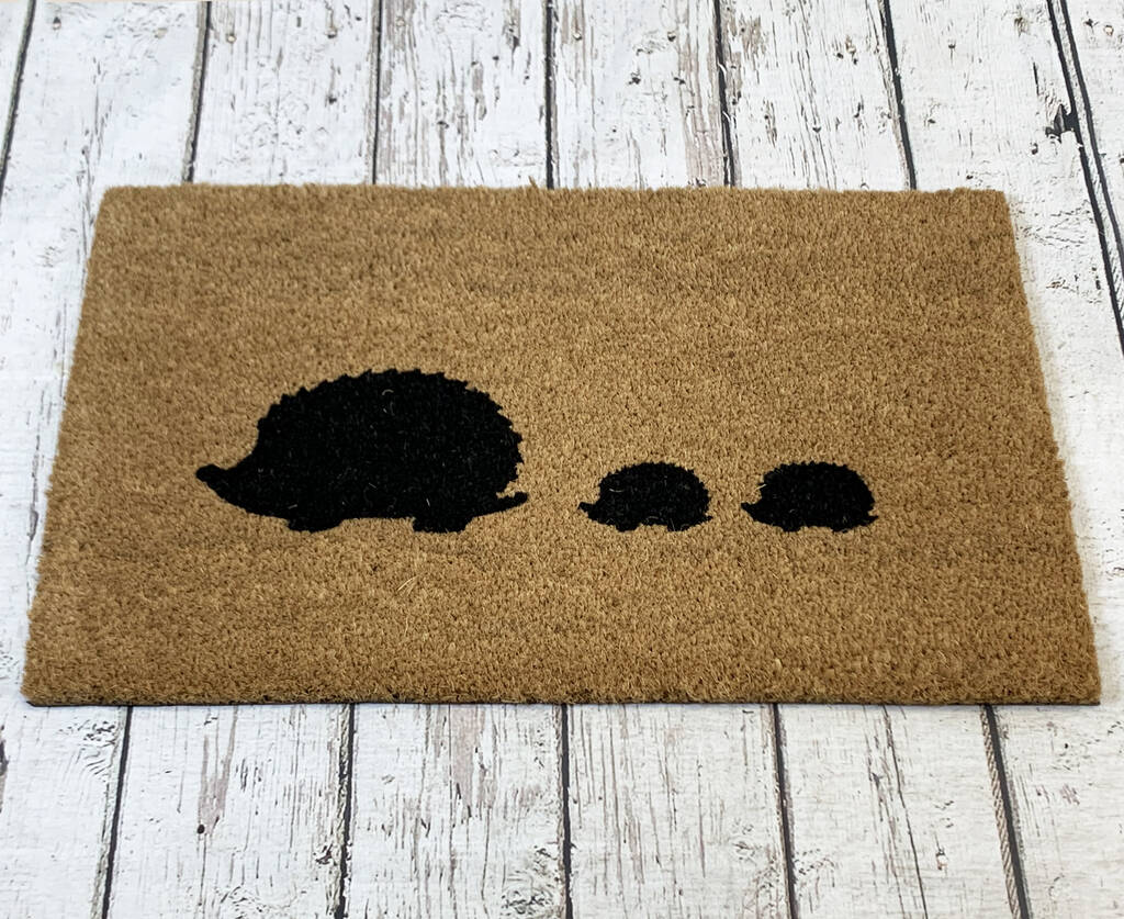 Hedgehog Family Coir Doormat By Garden Selections | notonthehighstreet.com