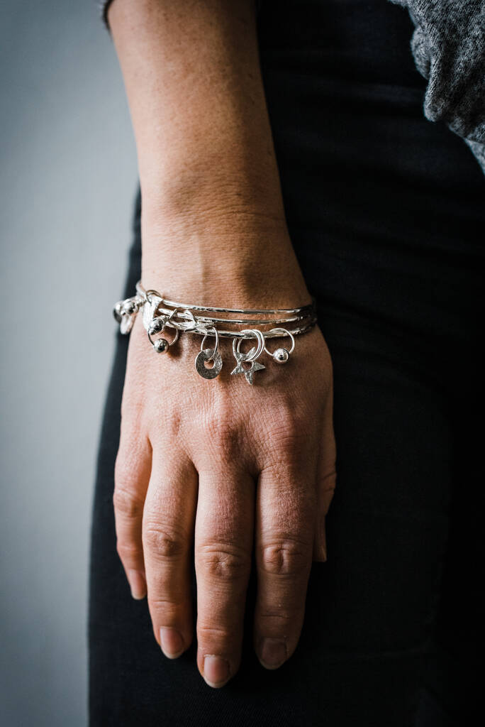 Sterling Silver Charm Bangle By Lucy Kemp Silver Jewellery ...