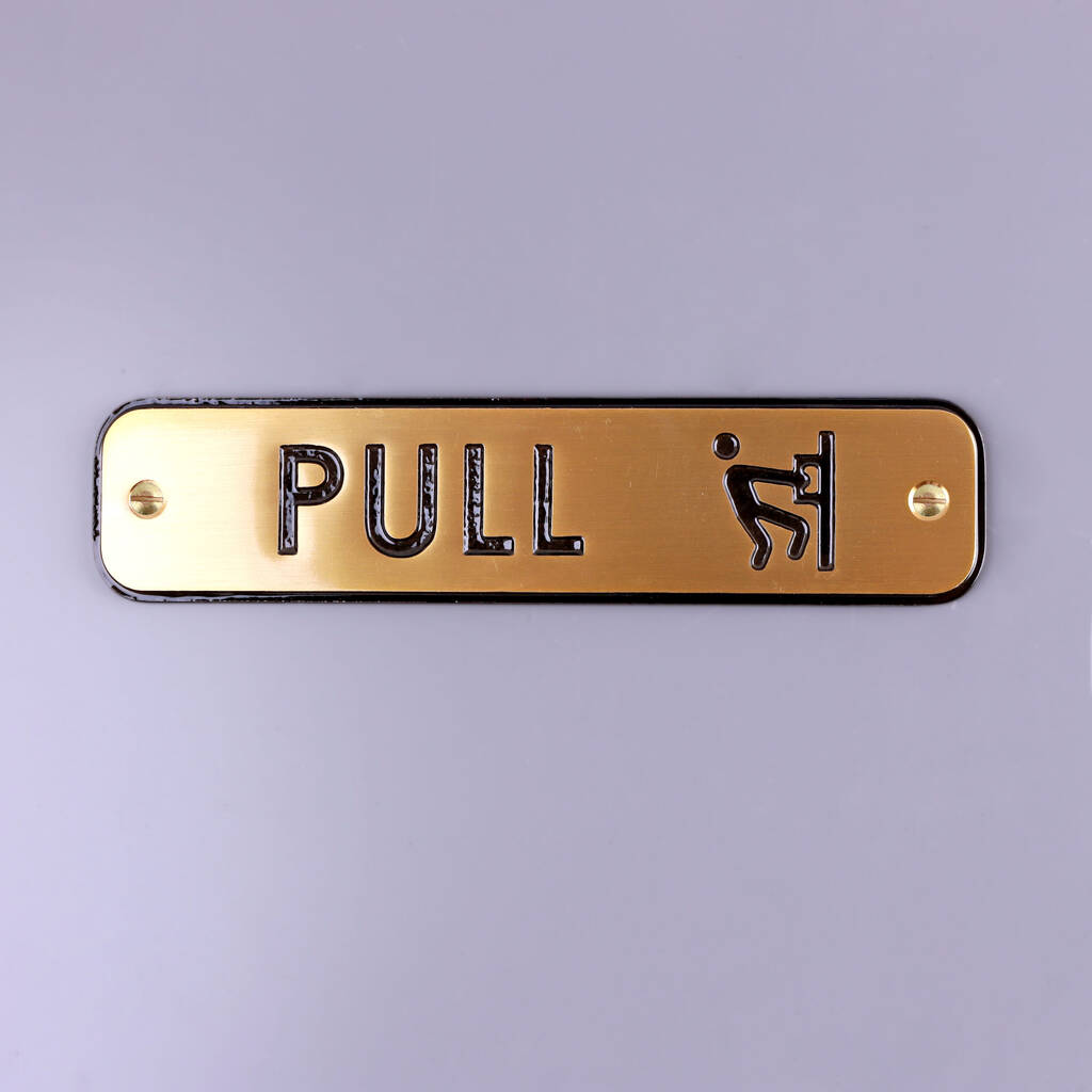 G Decor Premium Lacquered Polished Brass Door Sign Engraved Push, Pull ...