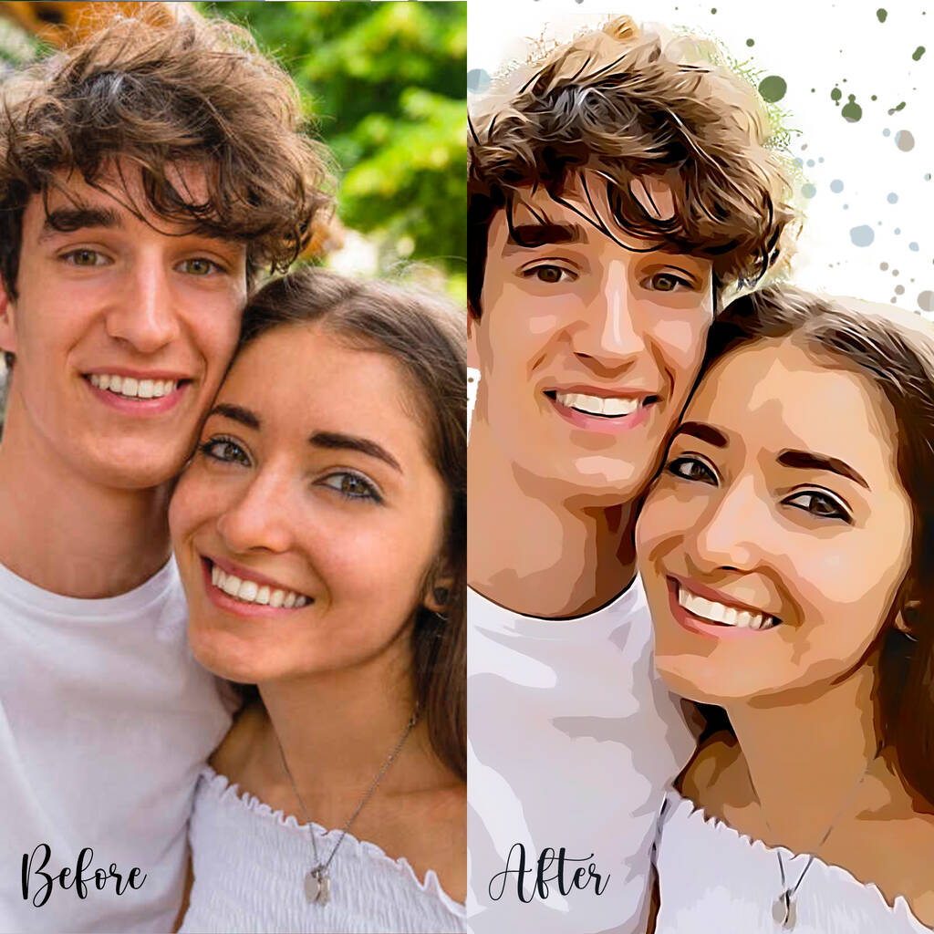 Personalised Couple Portrait Print Gift By Hope and Love